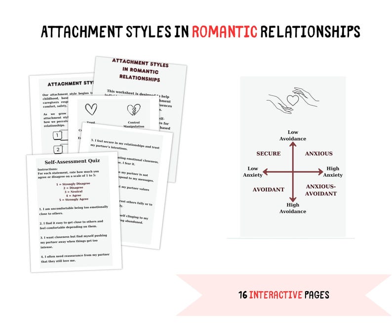 Attachment Styles in Romantic Relationships Worksheet, Couples ...