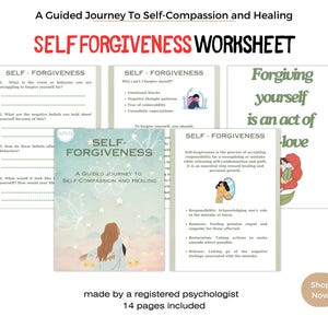 Self Forgiveness Worksheet, Therapy Tools, Self Care Journal, Emotional ...