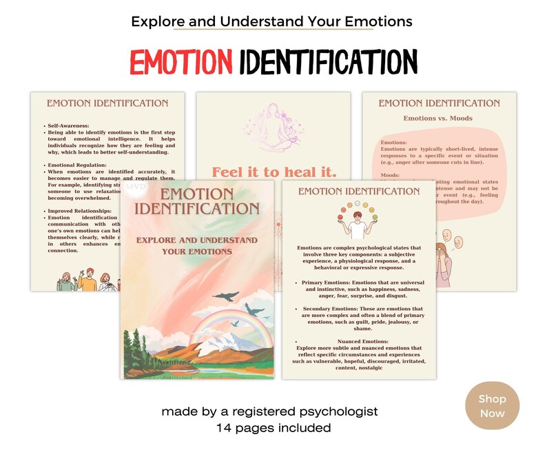 Emotion Identification Worksheet, Mental Health Printable, Emotional ...