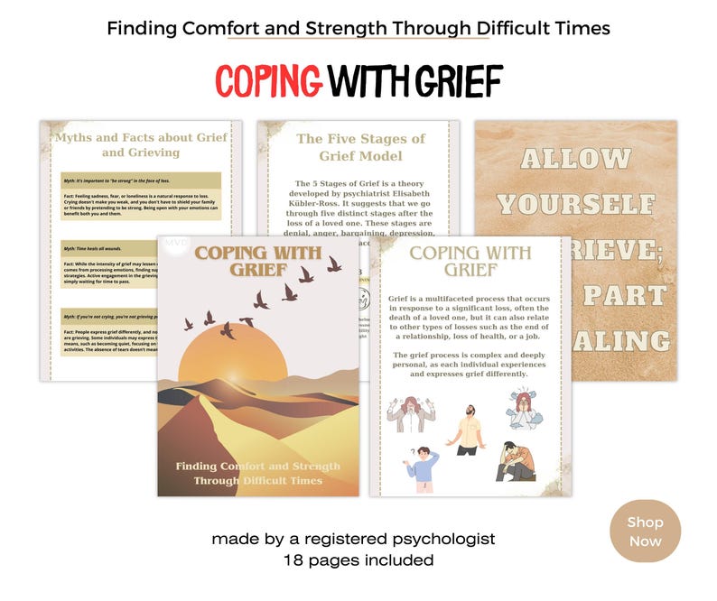 Coping With Grief Worksheet, Grief Therapy, Emotional Support, Death ...