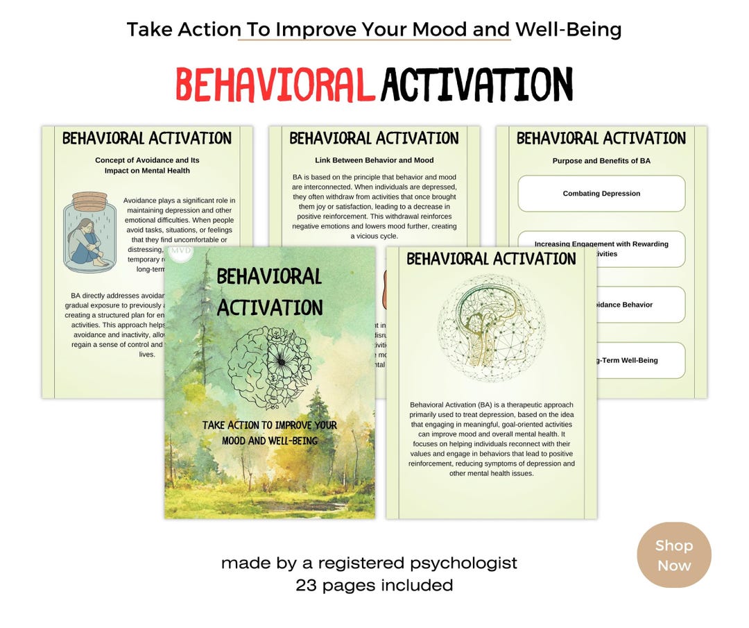 Behavioral Activation Worksheet for Depression, Boost Motivation, Track ...