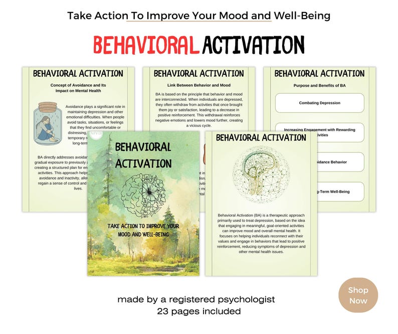 Behavioral Activation Worksheet for Depression, Boost Motivation, Track ...