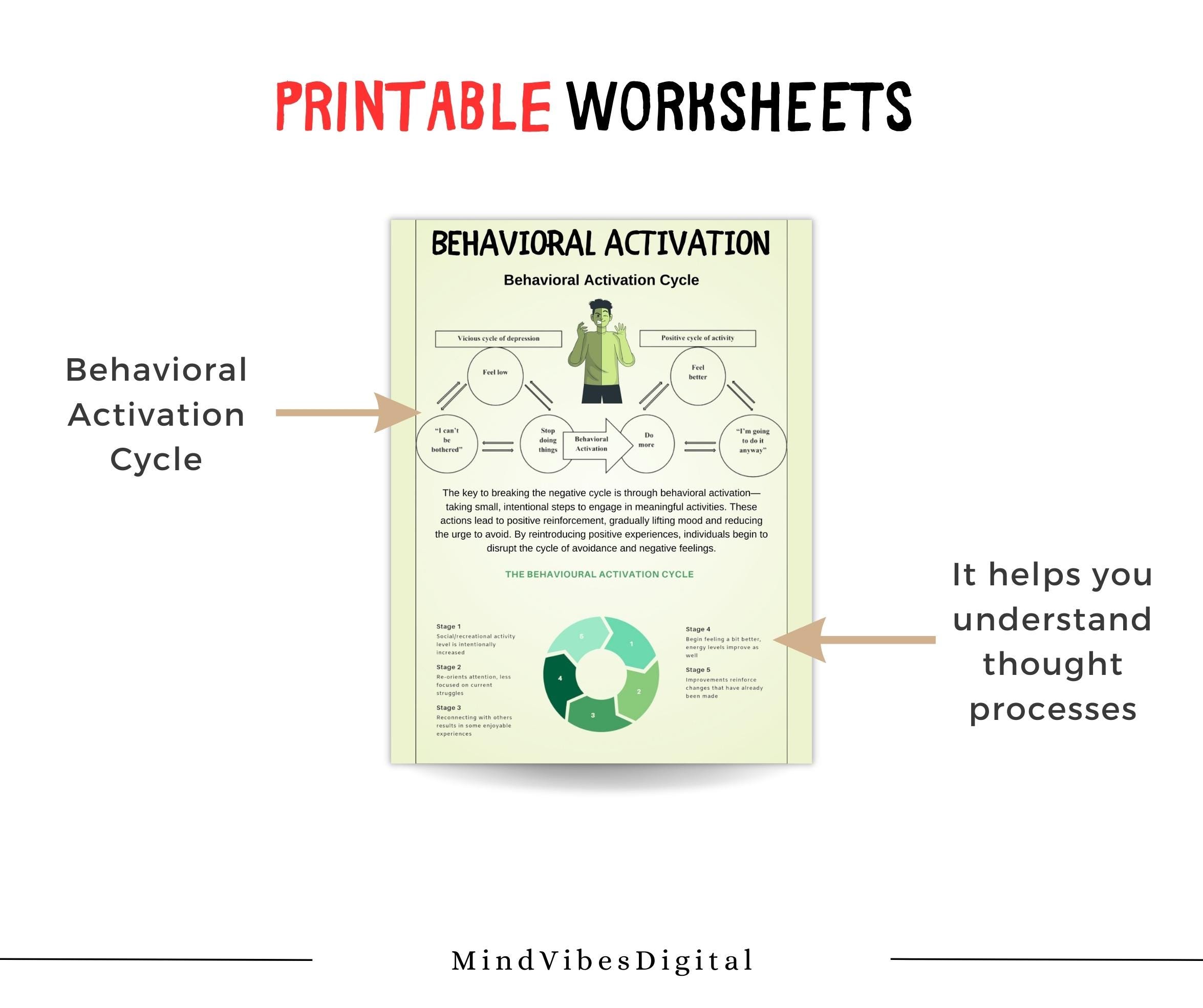 Behavioral Activation Worksheet for Depression, Boost Motivation, Track ...