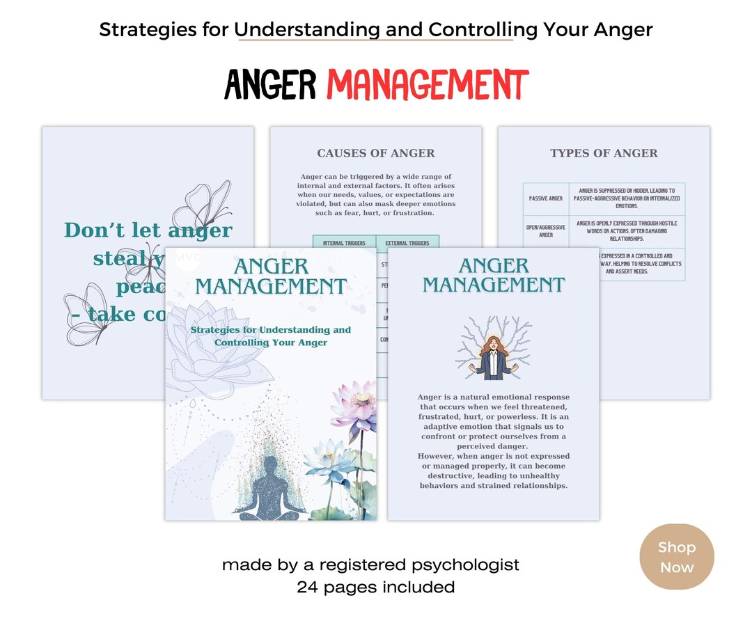 Anger Management Worksheet, Mental Health Therapy Print, Emotional ...
