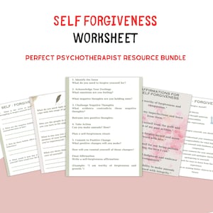 Self Forgiveness Worksheet, Therapy Tools, Self Care Journal, Emotional ...