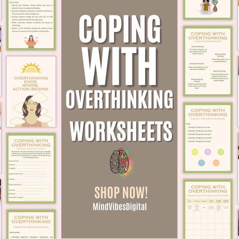Coping With Overthinking Worksheet, Anxiety Relief, Therapy Worksheets ...