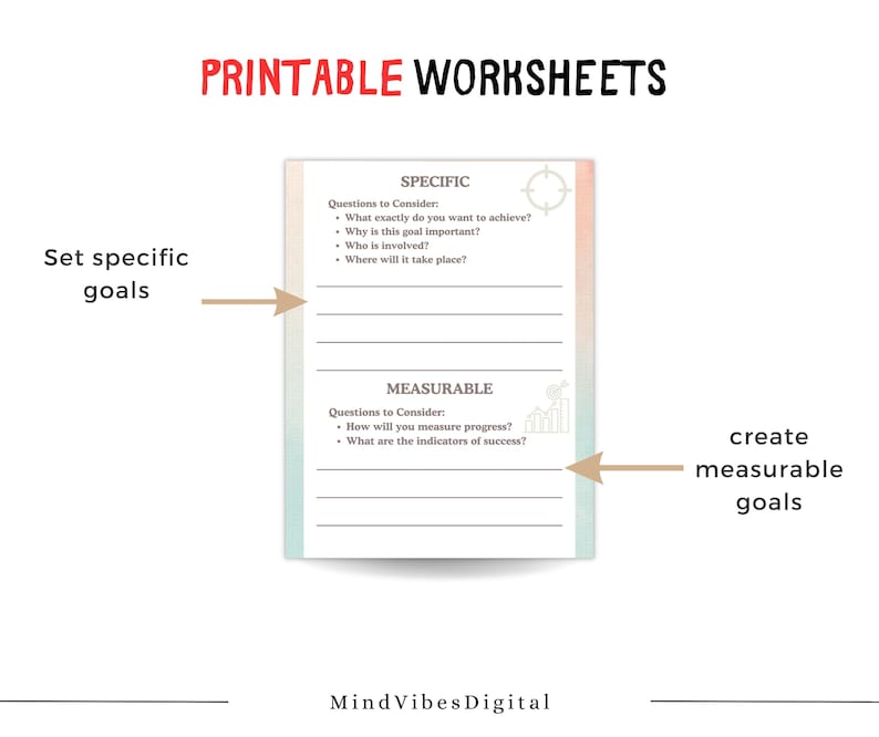 Smart Goals Worksheet, Therapy Goals, Mental Health Planner, Treatment ...