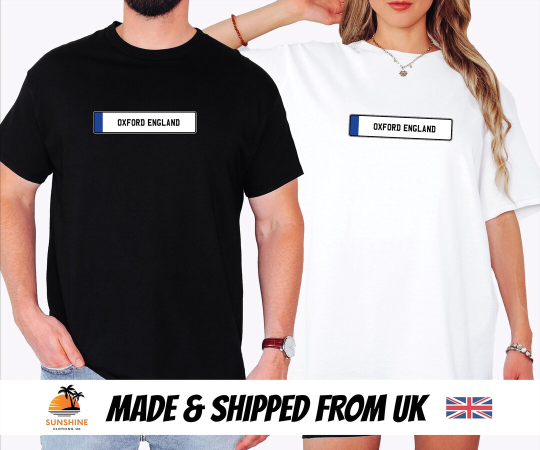 Oxford Car Number Plate T-shirt Oxford T Shirt Car Registration Plate ...