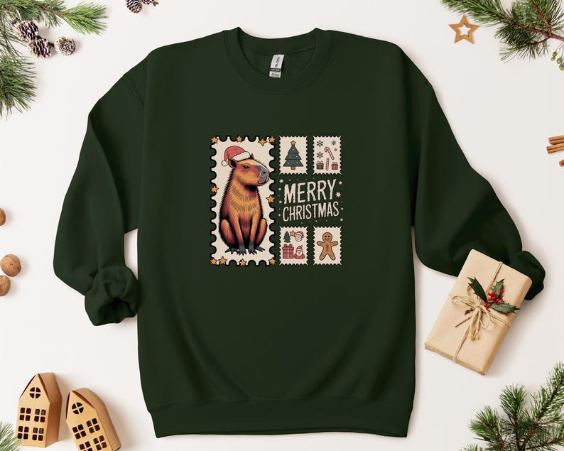 Capybara Stamp Christmas Jumper : Vintage Animal Lover Sweater - Etsy ...