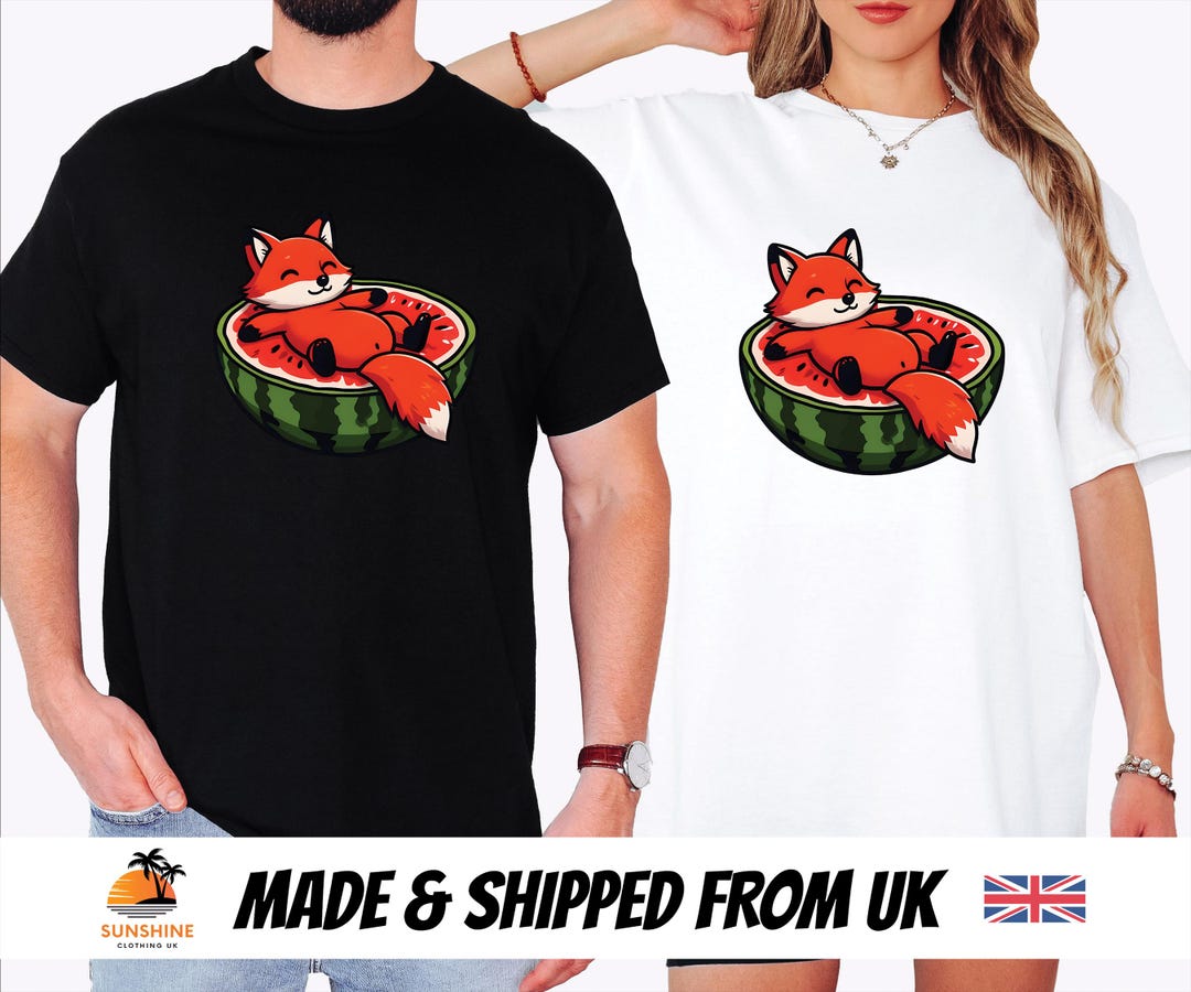 Red Fox T-shirt for Her Watermelon T Shirt for Him Red Fox Watermelon ...