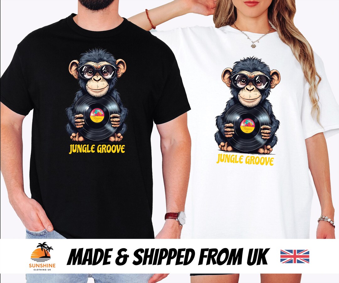 Jungle Groove Monkey T-shirt for Music Monkey With Vinyl T Shirt Jungle ...