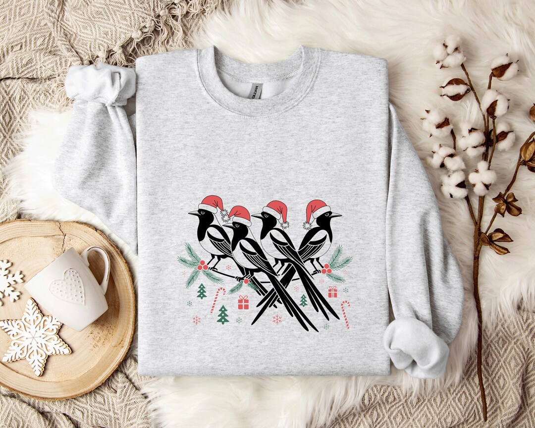 Magpie Christmas Jumper : Vintage Bird Xmas Sweater - Etsy