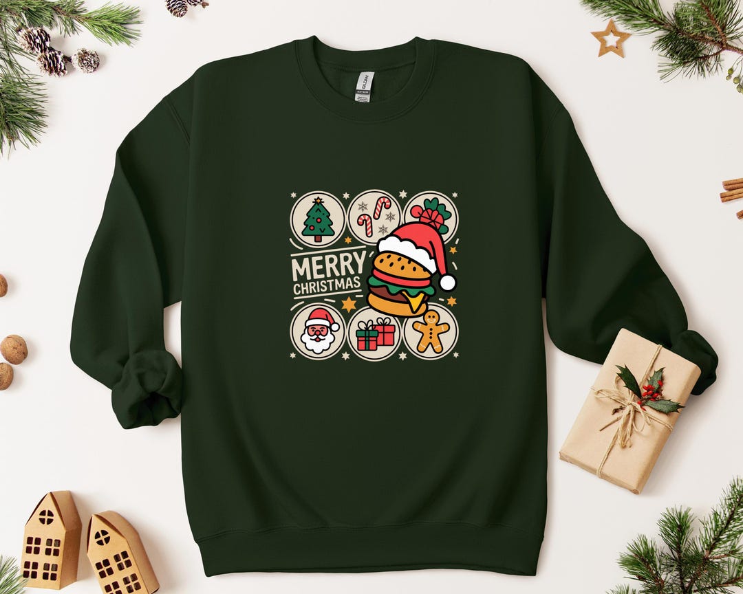 Burger Stamp Christmas Jumper : Vintage Cheeseburger Xmas Sweater - Etsy