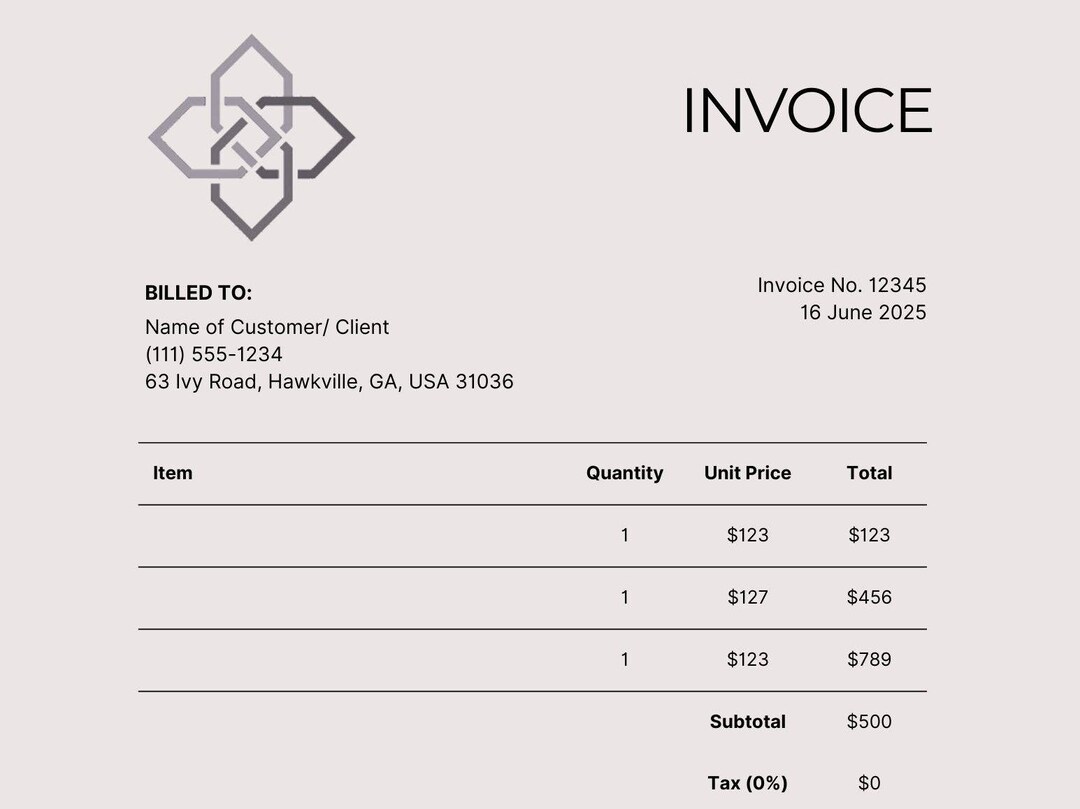 EDITABLE INVOICE BEIGE - Etsy