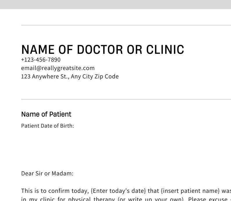 Printable and Editable Excuse Letter School or Work - Etsy