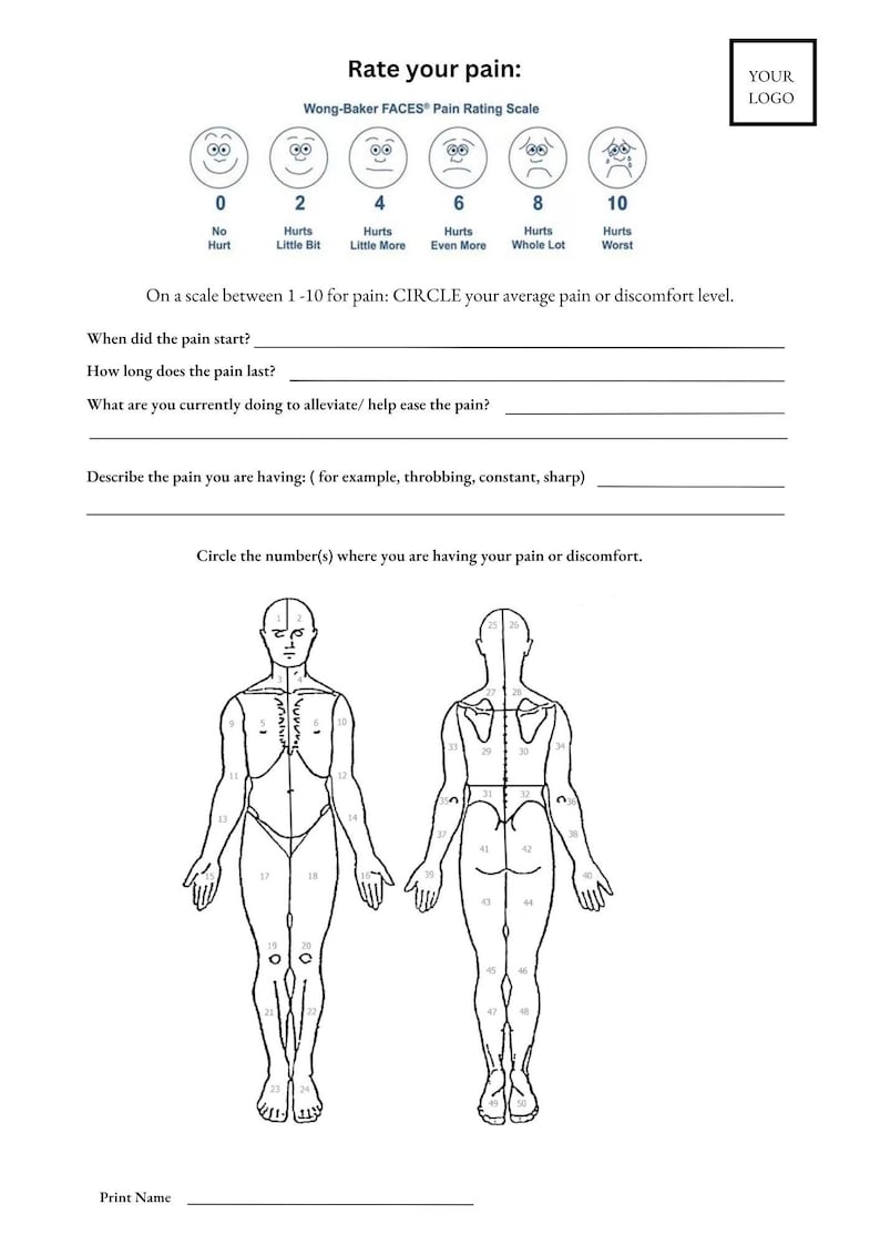 Printable Medical Intake New Patient Form Chiropractic Editable - Etsy