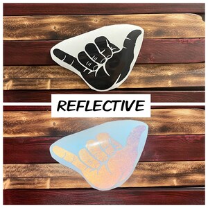 REFLECTIVE Hang Loose Hand Decal Sticker Wavefor Car Mirror Window ...