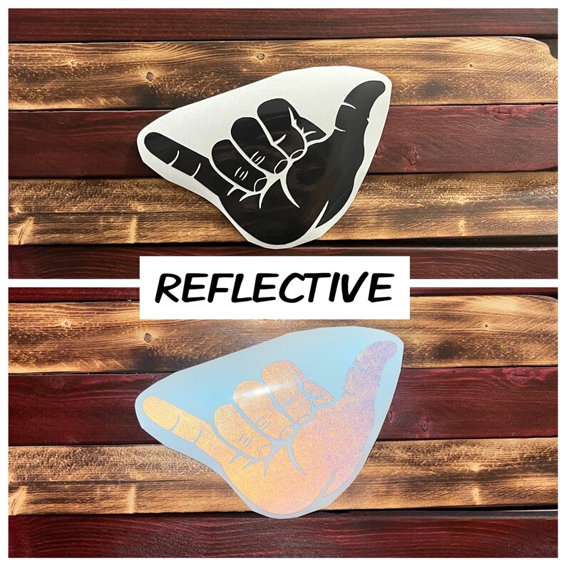 REFLECTIVE Hang Loose Hand Decal Sticker Wavefor Car Mirror Window ...