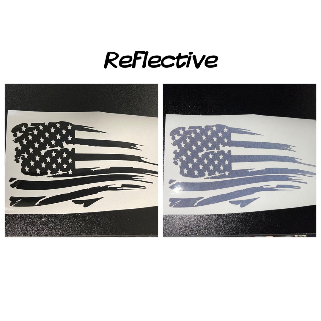 Reflective Distressed American Flag Vinyl Sticker Decal for Car Window ...