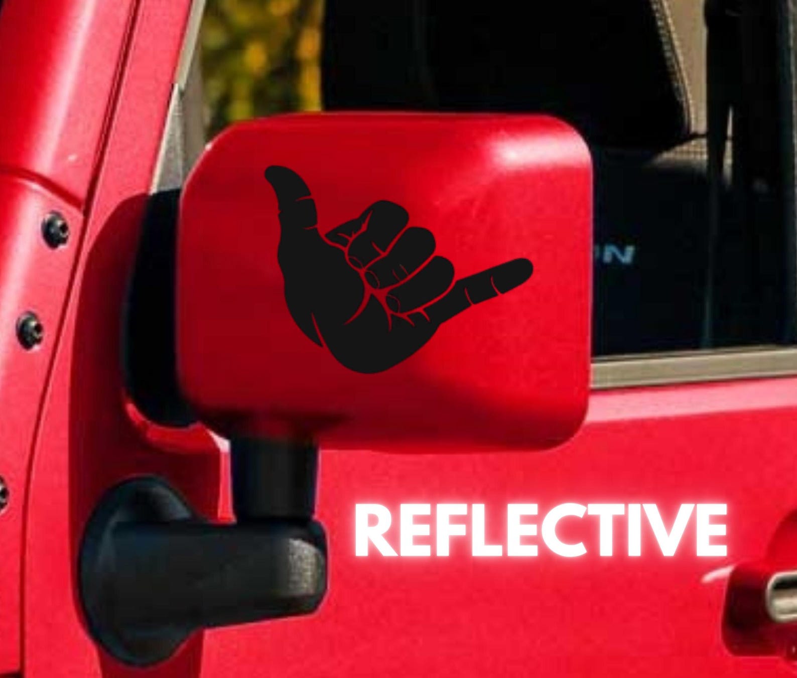 REFLECTIVE Hang Loose Hand Decal Sticker Wavefor Car Mirror Window ...
