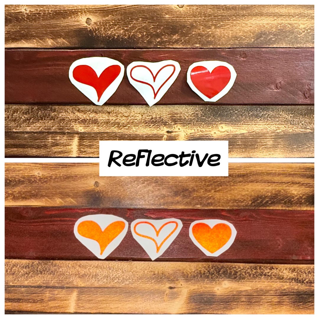 REFLECTIVE Heart Shape Decal Sticker for Car Window Bumper, Cup, Lap ...