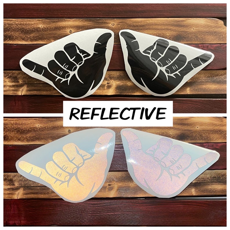 REFLECTIVE Hang Loose Hand Decal Sticker Wavefor Car Mirror Window ...