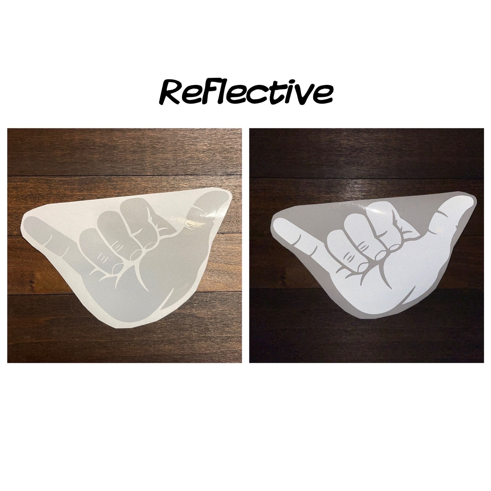 REFLECTIVE Hang Loose Hand Decal Sticker Wavefor Car Mirror Window ...