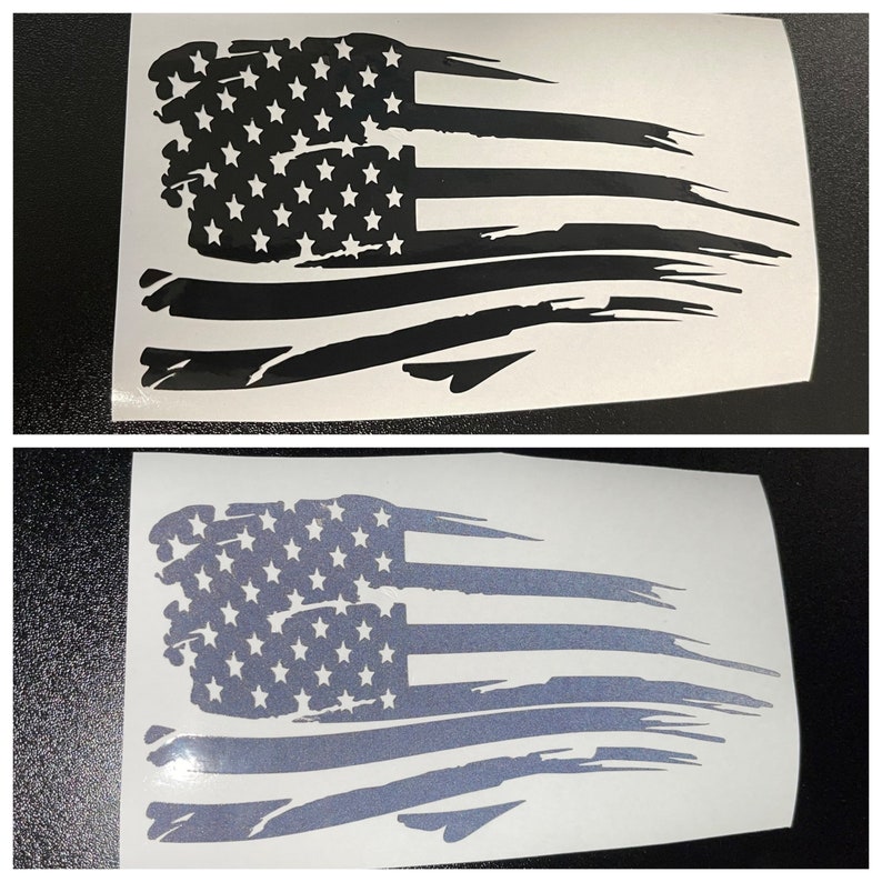 Reflective Distressed American Flag Vinyl Sticker Decal for Car Window ...