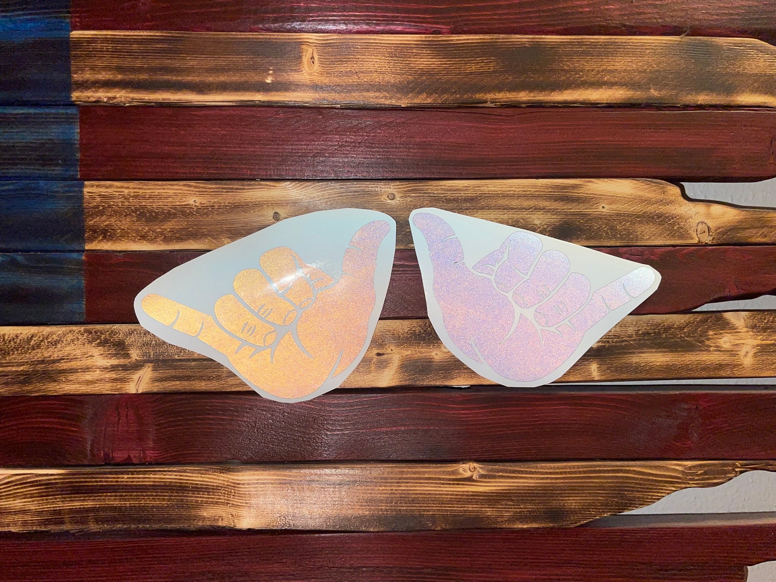 REFLECTIVE Hang Loose Hand Decal Sticker Wavefor Car Mirror Window ...