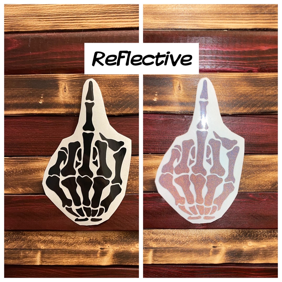 REFLECTIVE Skeleton Middle Finger Flip off Hand Decal Sticker for Car ...