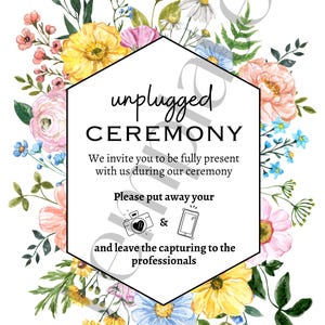 Wedding Welcome & Unplugged Ceremony Sign, Wildflowers - Etsy