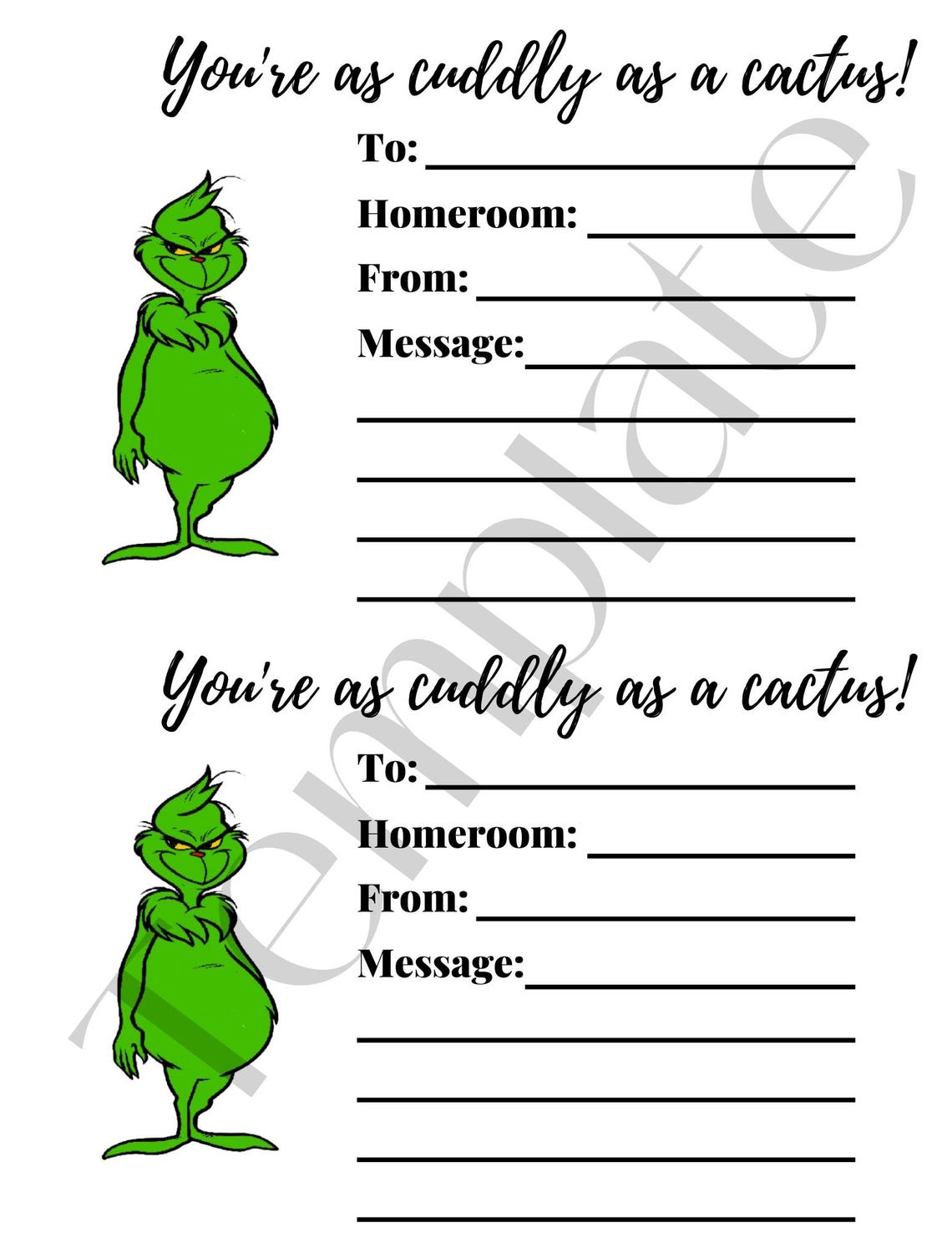 Holiday Grams, for Students, TEMPLATE - Etsy