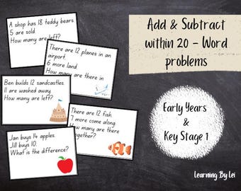 Addition and Subtraction Word Problems Worksheets Within 20 Story ...