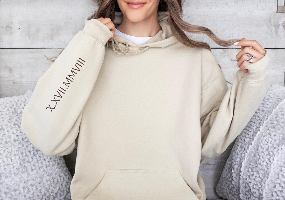 Custom Roman Numeral Hoodie, Anniversary Hoodie Roman Numerals, Couple ...