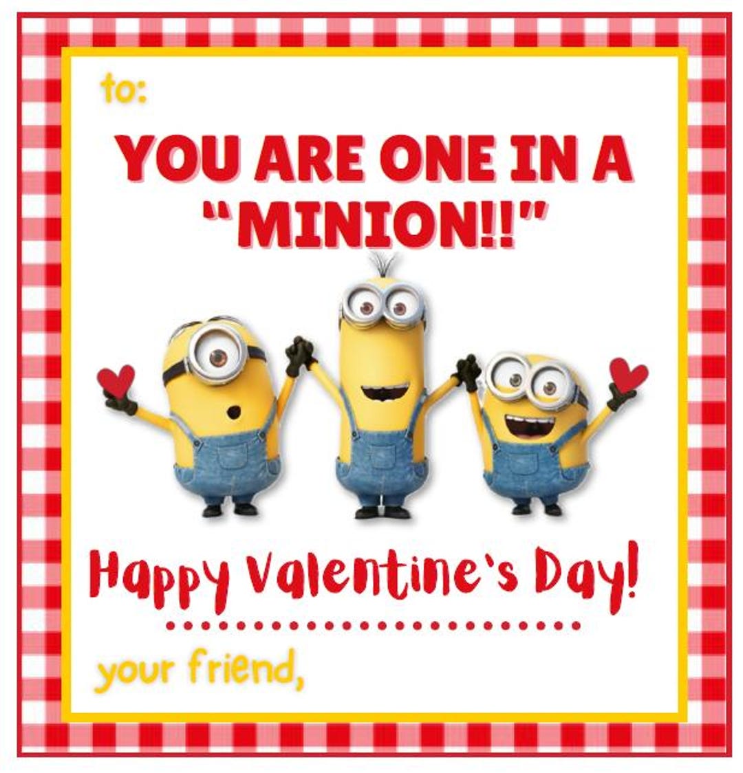 Printable Minion Valentine's Tag, Download and Print, Valentine's Tag ...