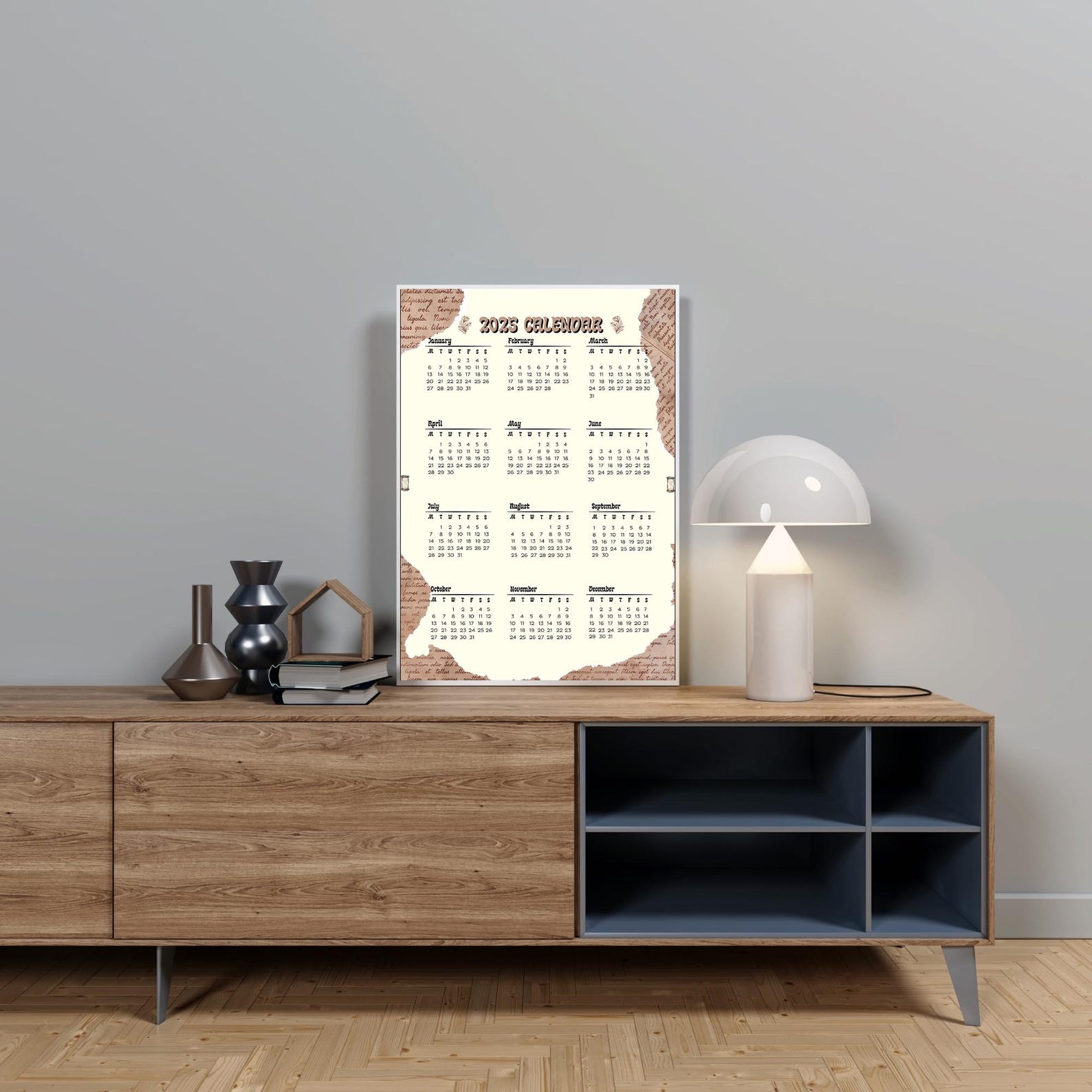 Aesthetic 2025 Vertical Calendar, Printable That Girl Aura Wall Art ...