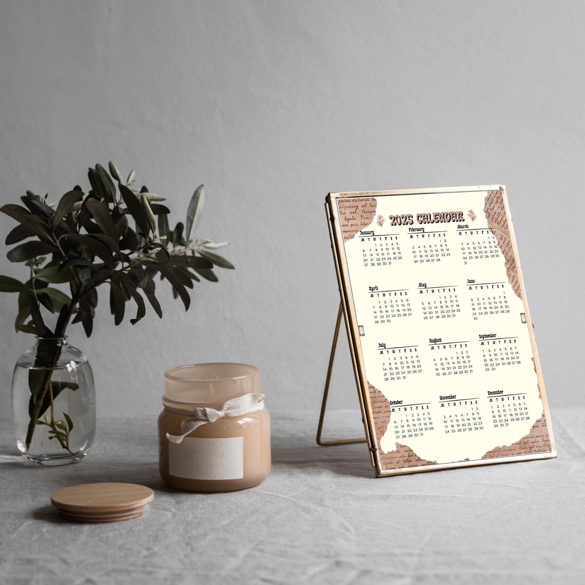 Aesthetic 2025 Vertical Calendar, Printable That Girl Aura Wall Art ...
