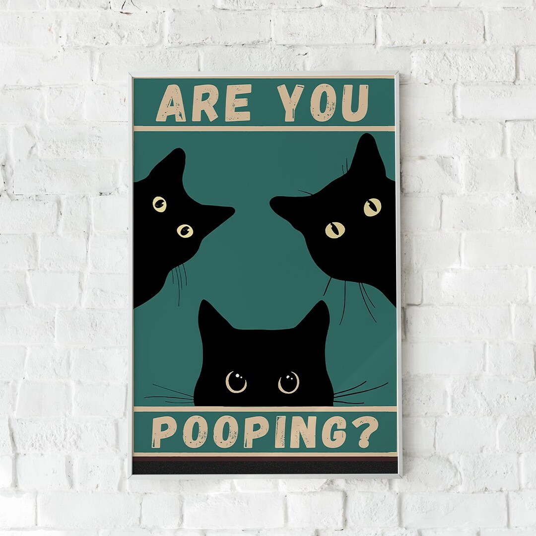 Fat Cat Toilet Pooping Poster Unframed, Funny Animal Meme Wall Art ...
