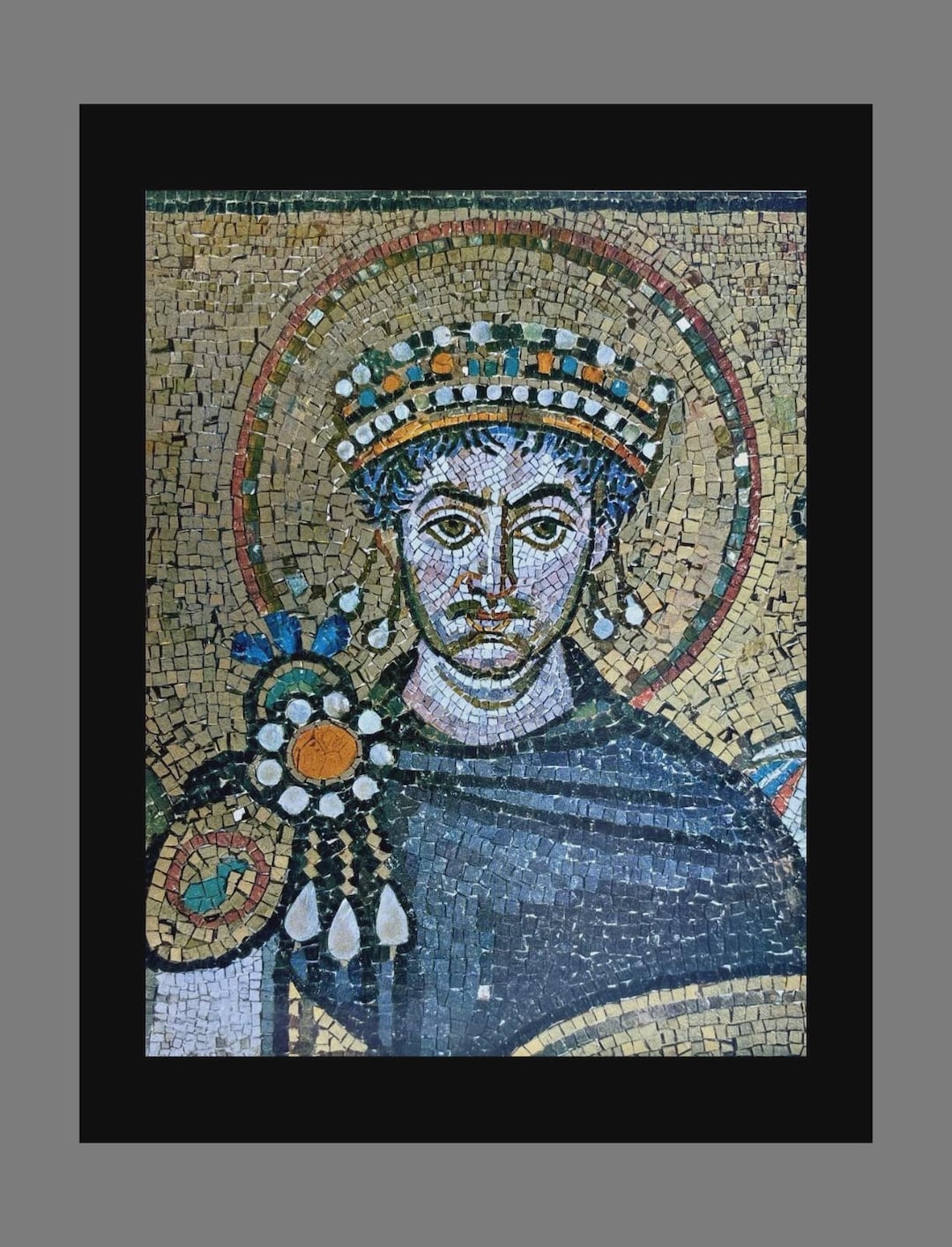 Emperor Justinian I Vintage Lithograph Byzantine Mosaic Matted Art ...