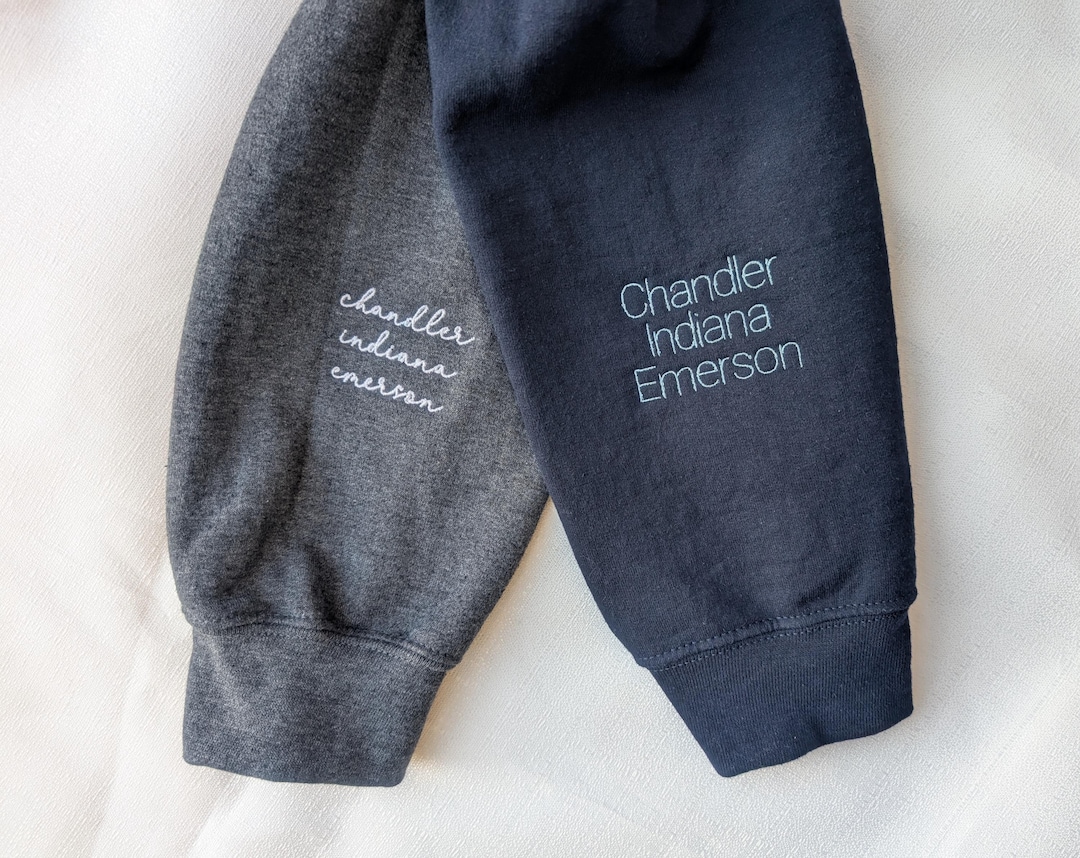 Custom Embroidered Sleeve Text Add-on – Names, Dates, Initials - Etsy
