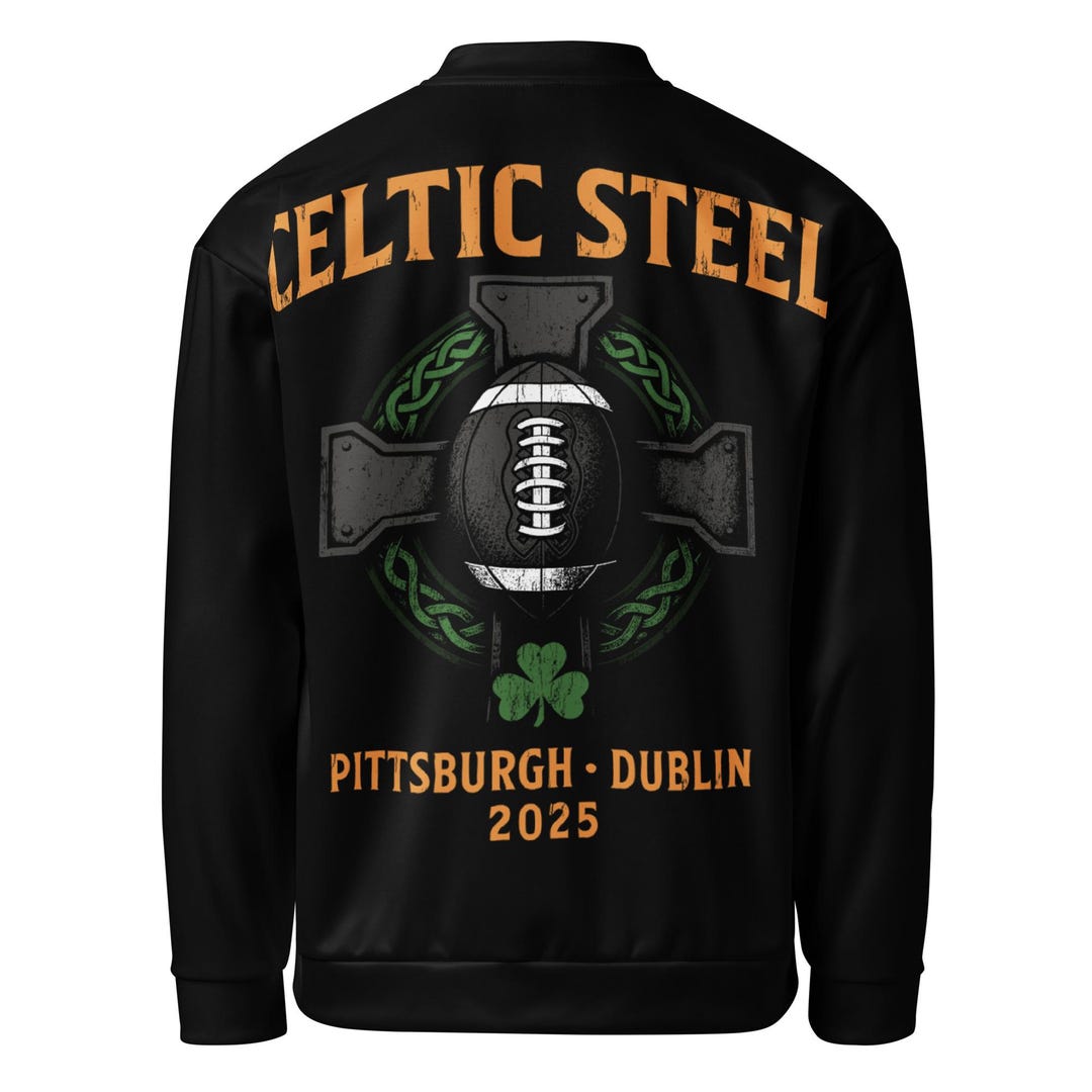 Celtic Steel: Pittsburgh X Dublin 2025 Football Bomber Jacket - Etsy