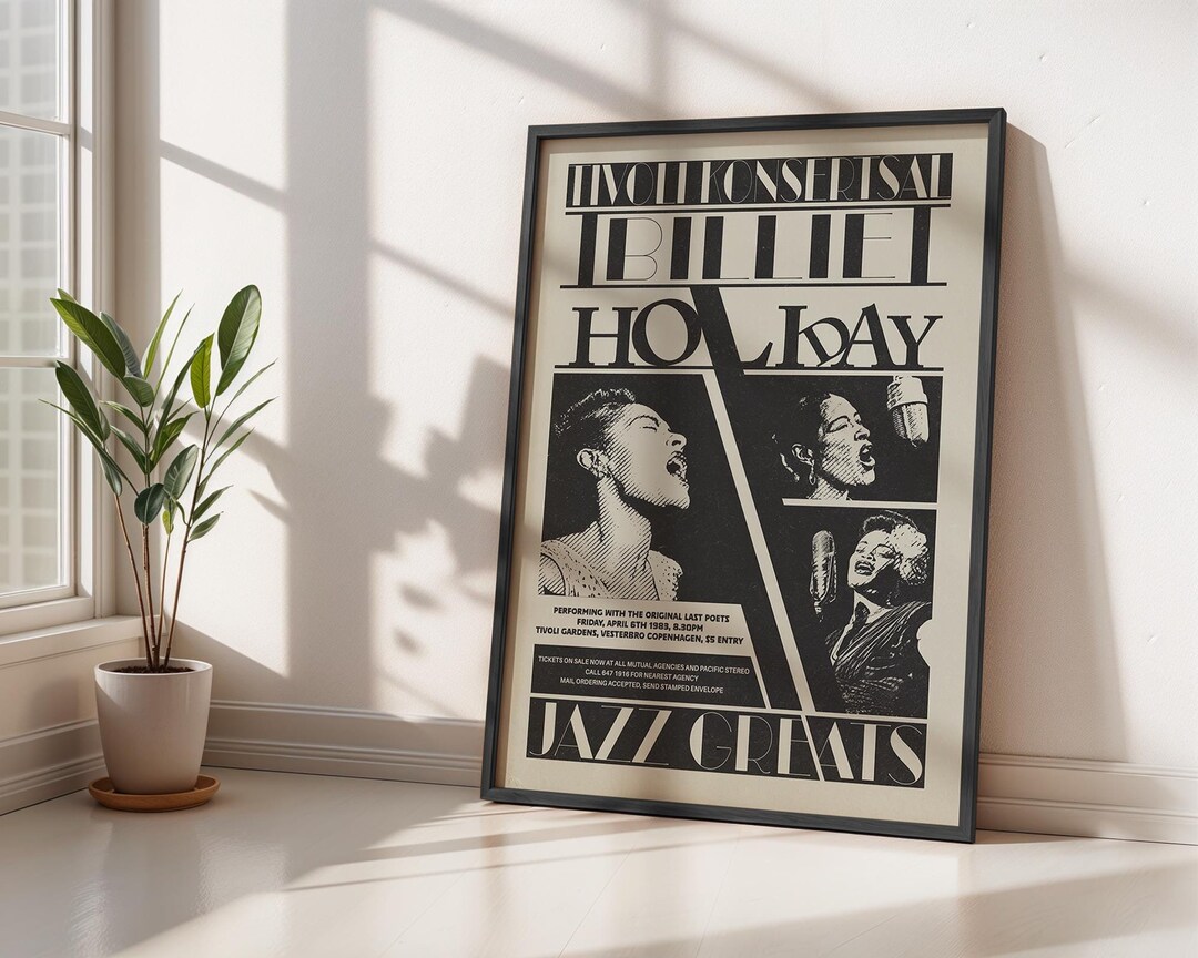Billie Holiday Vintage Jazz Poster, Music Icon Billie Holiday Print ...