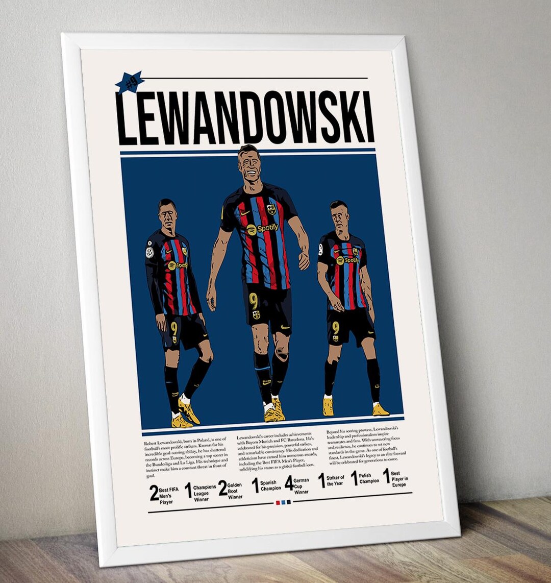 Robert Lewandowski Poster, FC Barcelona Print, Sports Poster, Soccer ...