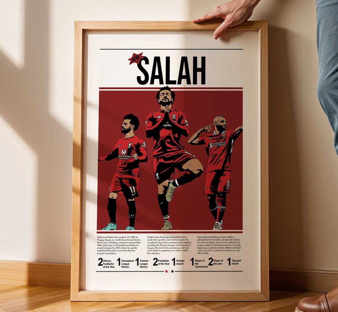 Mohamed Salah Poster, Liverpool FC Print, Sports Poster, Soccer Gifts ...