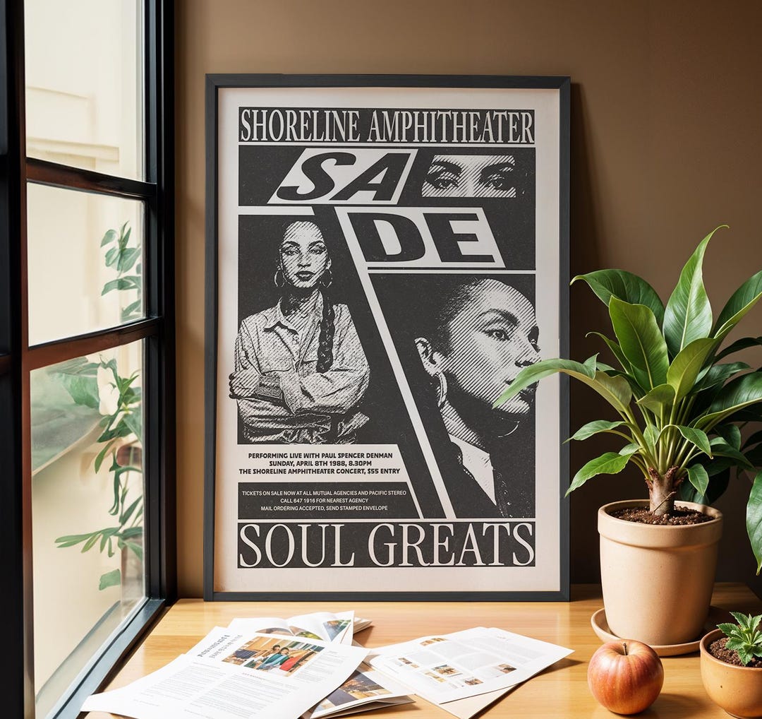Sade Poster, Iconic Music Soul/r&b Singer, Sade Retro Typography Print ...