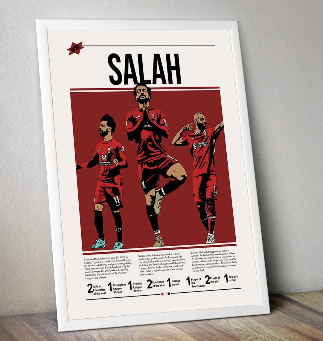 Mohamed Salah Poster, Liverpool FC Print, Sports Poster, Soccer Gifts ...
