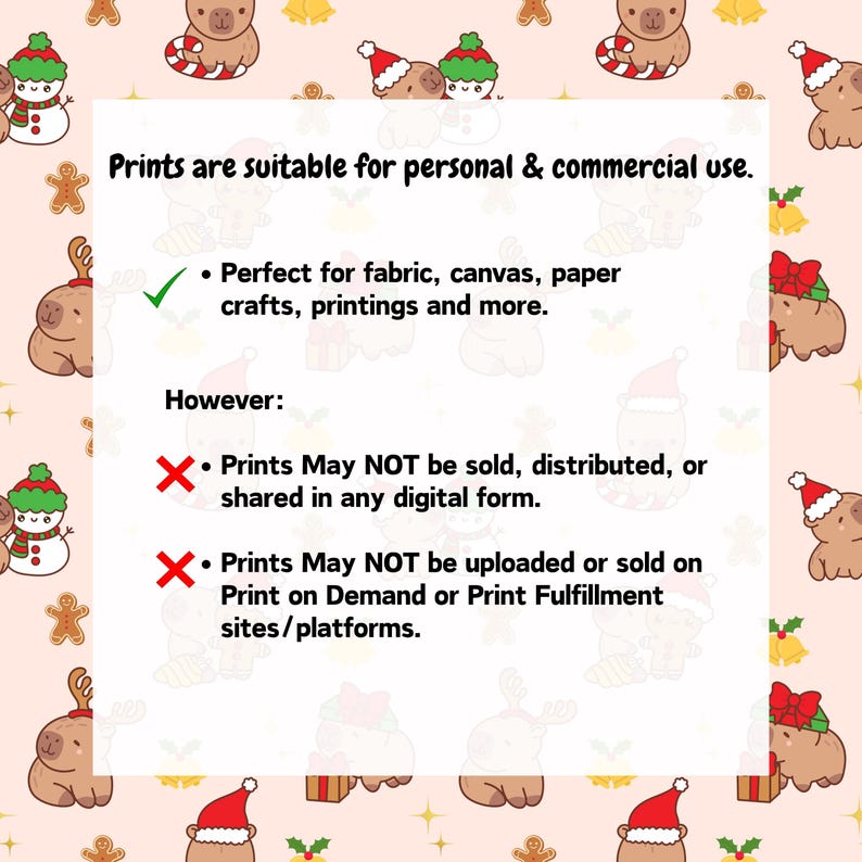 Capybara Christmas Seamless Pattern, Cute Capybara Print, Capybara ...