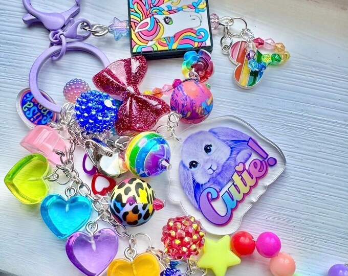 Inspired by 90s Lisa Frank Keychain Junk Journal Bag Clip - Etsy