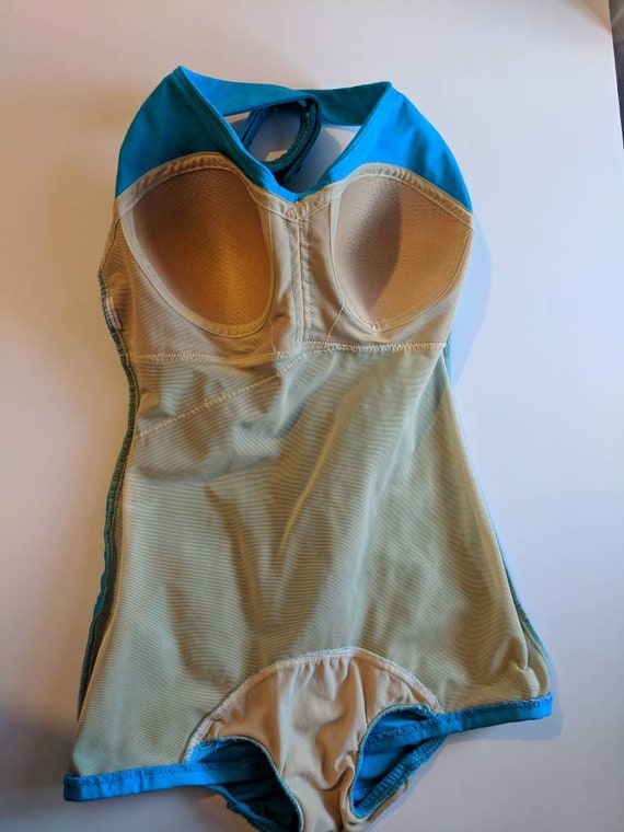 1950s Blue Pin Up Style Bathing Suit Size Medium Gem