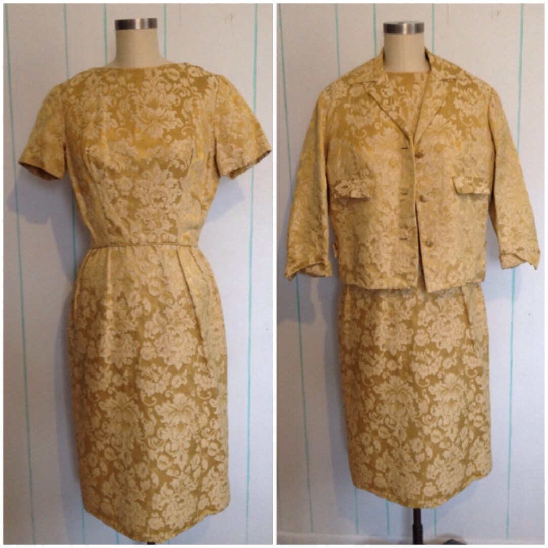 Beautiful 1950's Gold Vintage Dress - Etsy